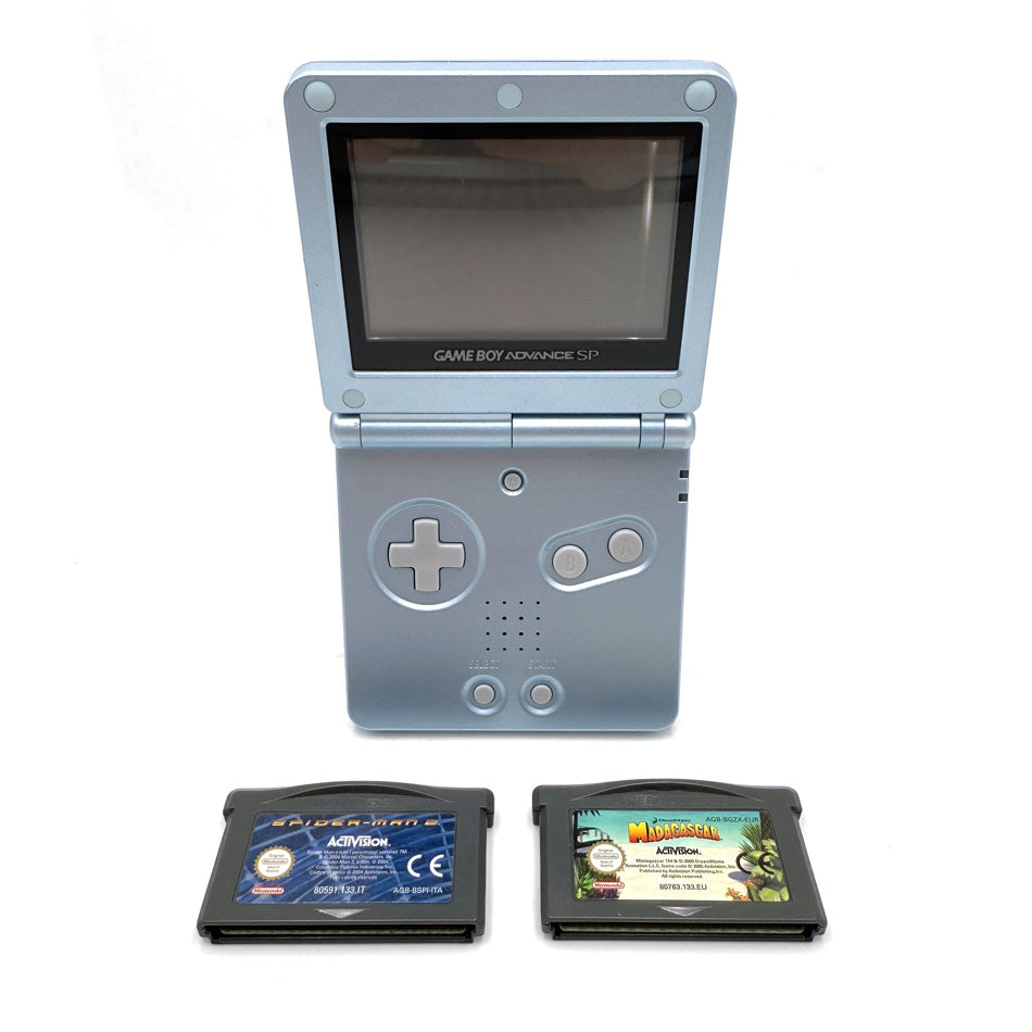 Console Nintendo Game Boy Advance SP Pearl Blue (AGS-001) + 2 Jeux ...
